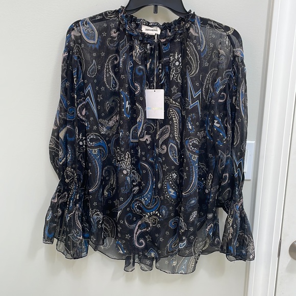 Zadig & Voltaire | Tops | Nwt Zadig Voltaire Black Talisa Paisley Print ...